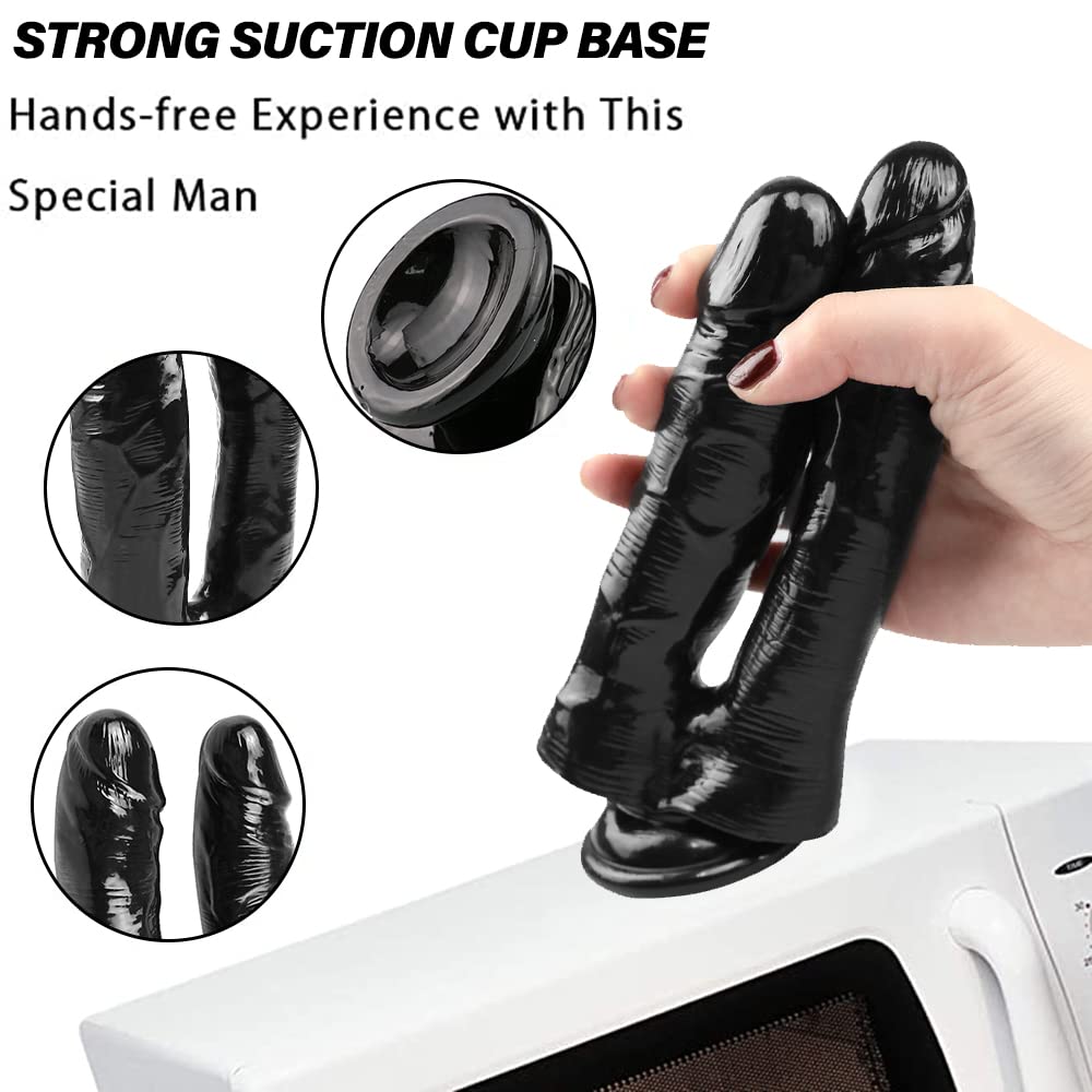 Realistic Design Dual Head Dildo G-spot Stimulation with Powerful Suction Cups, Suitable for Men and Women Play, Stimulate Vaginal and Anal Orgasm Men and Women Sex Toys