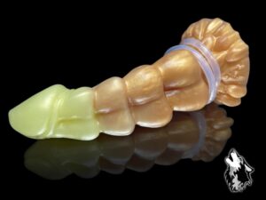 flirtydawg fantasy realistic monster butt plug anal adult sex toys platinum silicone dildo dragon dorian with cumtube color yellow-gold - handmade in usa (12 inch)