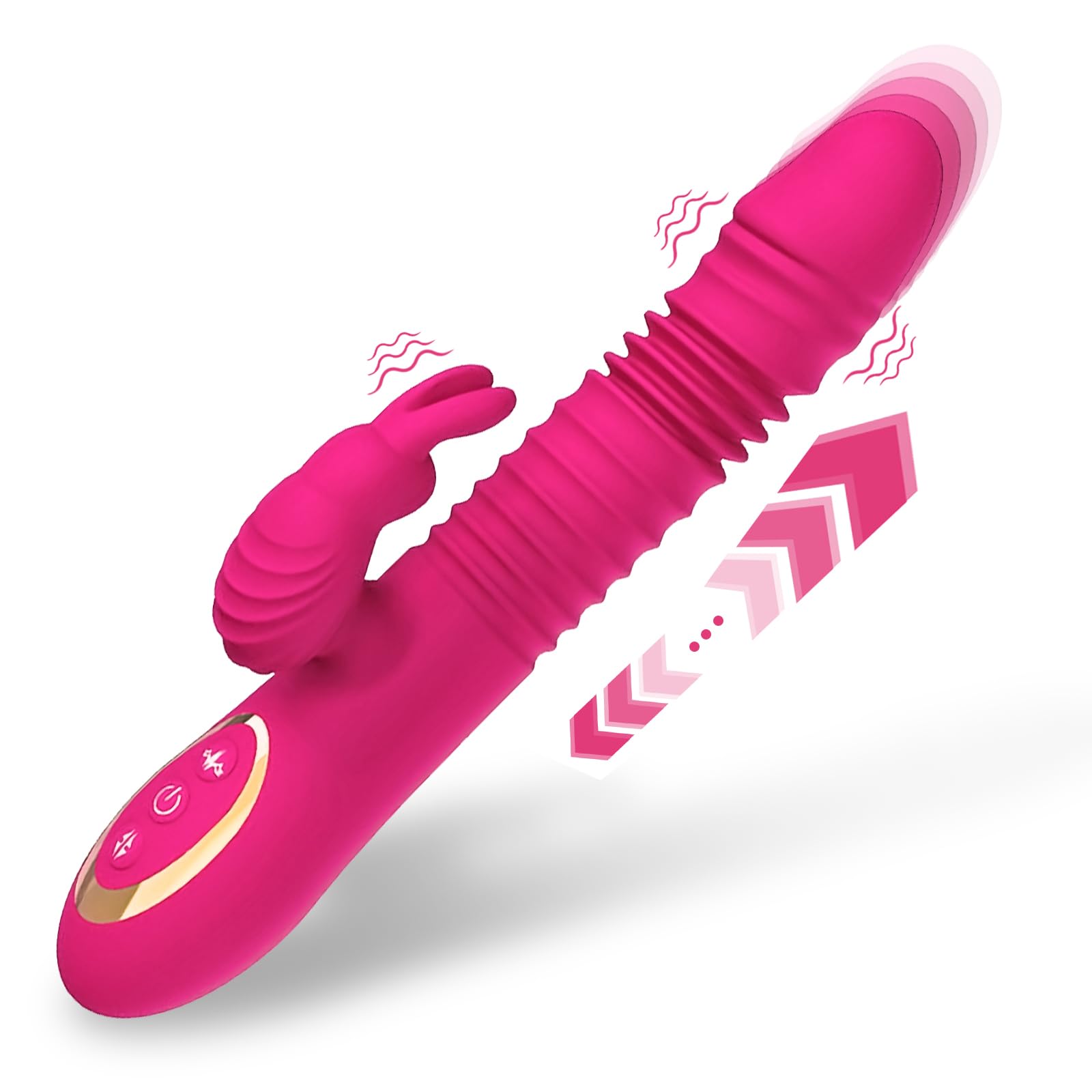 Thrusting Vibrator Dildo for Women - G Spot Rabbit Vibrator with 10 Vibration 10 Thrusting Modes, Vagina Vibrator for Clit Nipple Anal Stimulation, Rechargeable Adult Sex Toys