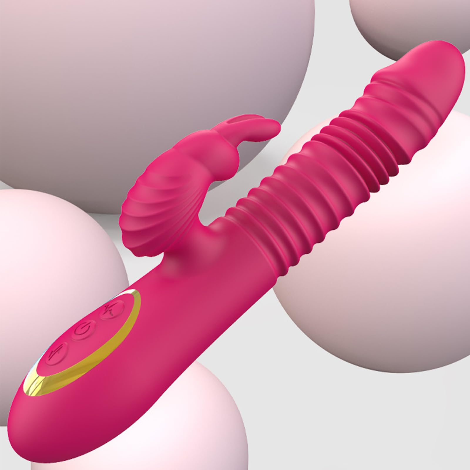 Thrusting Vibrator Dildo for Women - G Spot Rabbit Vibrator with 10 Vibration 10 Thrusting Modes, Vagina Vibrator for Clit Nipple Anal Stimulation, Rechargeable Adult Sex Toys