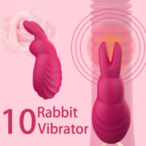 Thrusting Vibrator Dildo for Women - G Spot Rabbit Vibrator with 10 Vibration 10 Thrusting Modes, Vagina Vibrator for Clit Nipple Anal Stimulation, Rechargeable Adult Sex Toys