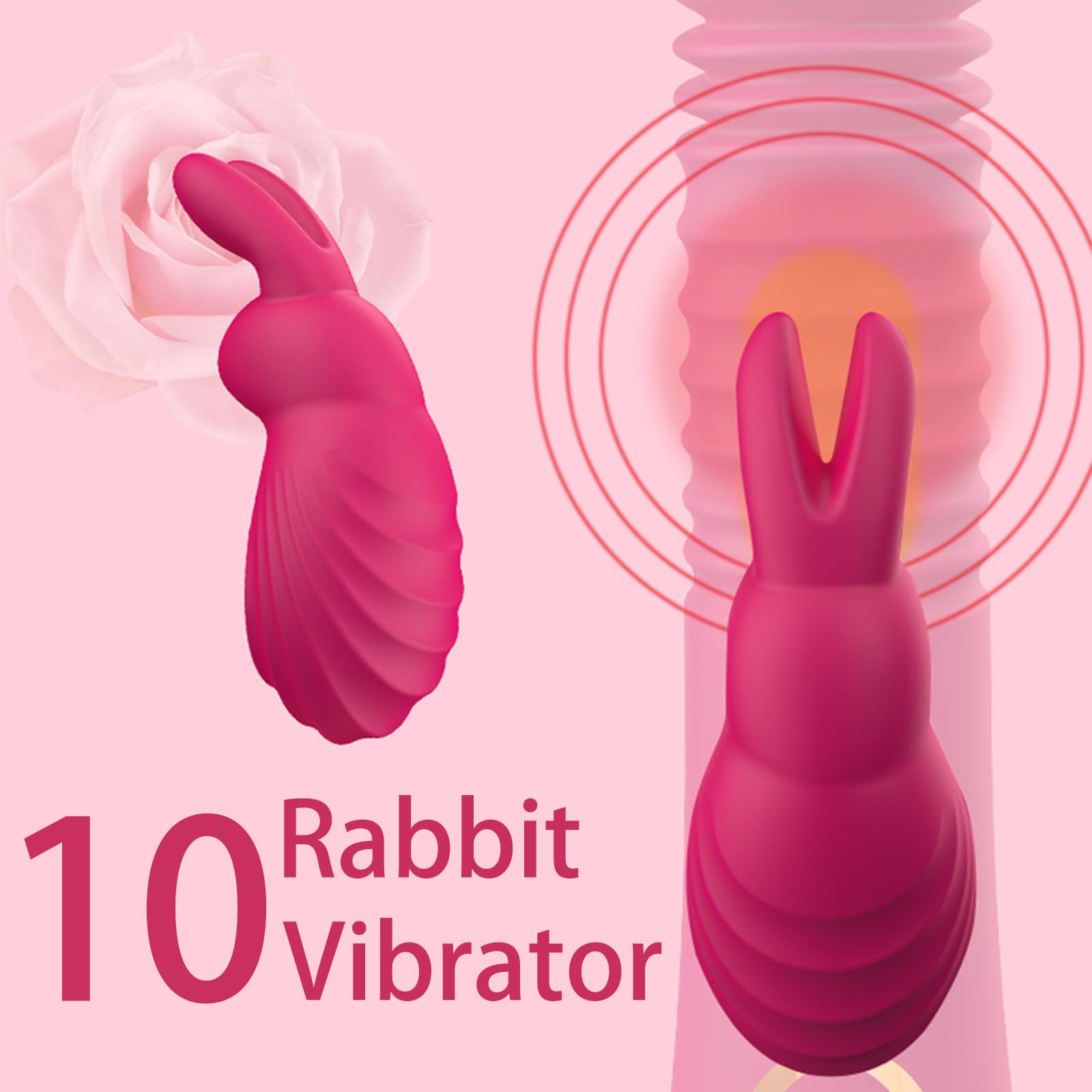 Thrusting Vibrator Dildo for Women - G Spot Rabbit Vibrator with 10 Vibration 10 Thrusting Modes, Vagina Vibrator for Clit Nipple Anal Stimulation, Rechargeable Adult Sex Toys