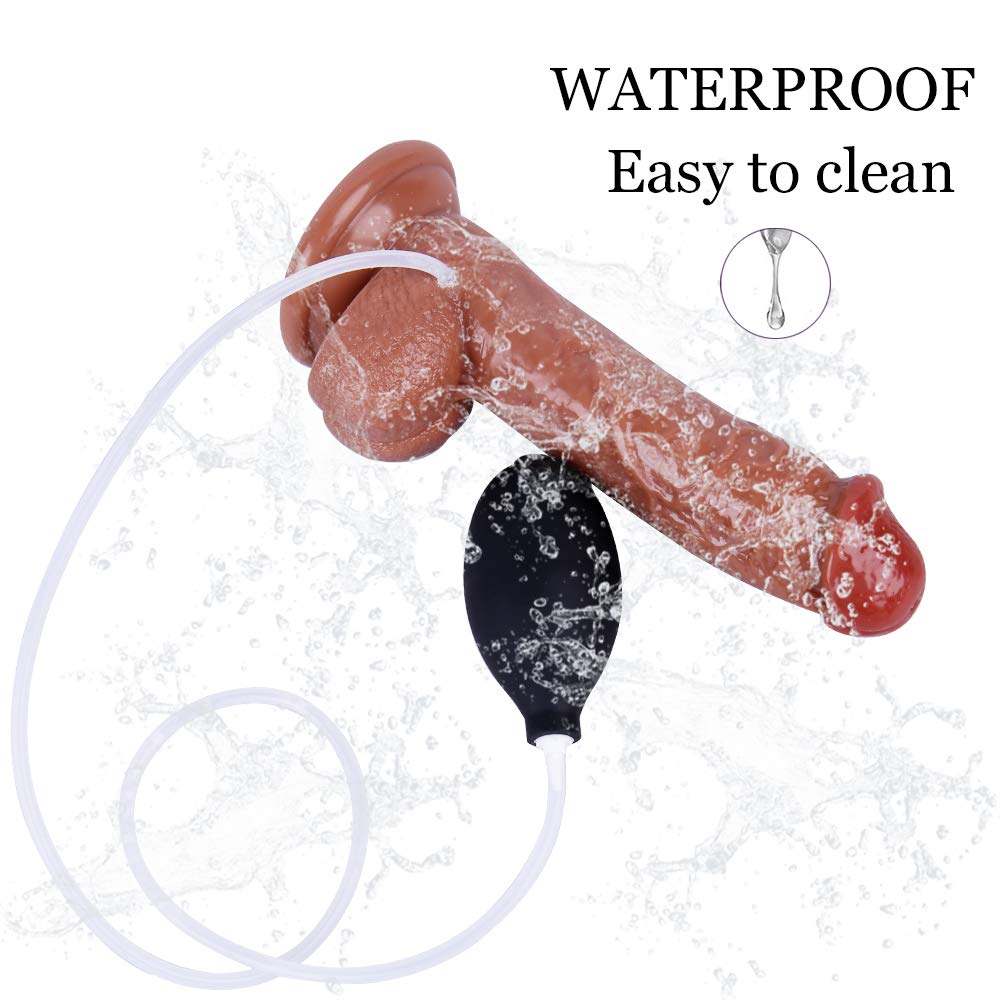 Squirting Dildo with Powerful Suction Cup Design Silicone Ejaculation Dildo for Hands Free Play Soft Realistic Dildo with Curved Stem and Balls Adult Sex Toys for Female G-Spot and Anal Prostate