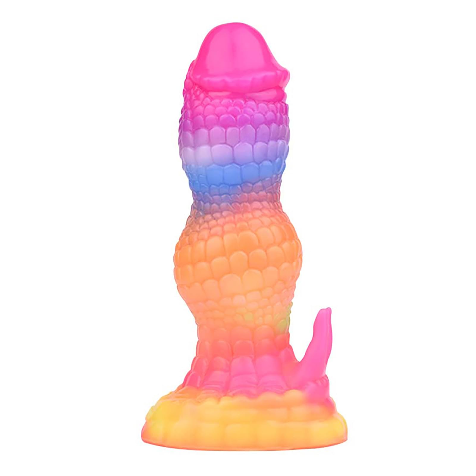 Liquid Silicone 7.2 Inch Luminous Realistic Dildo with Strong Suction Cup, Colourful Fake Penis with Scales Anal Plug Adult Sex Toy for Women and Couples