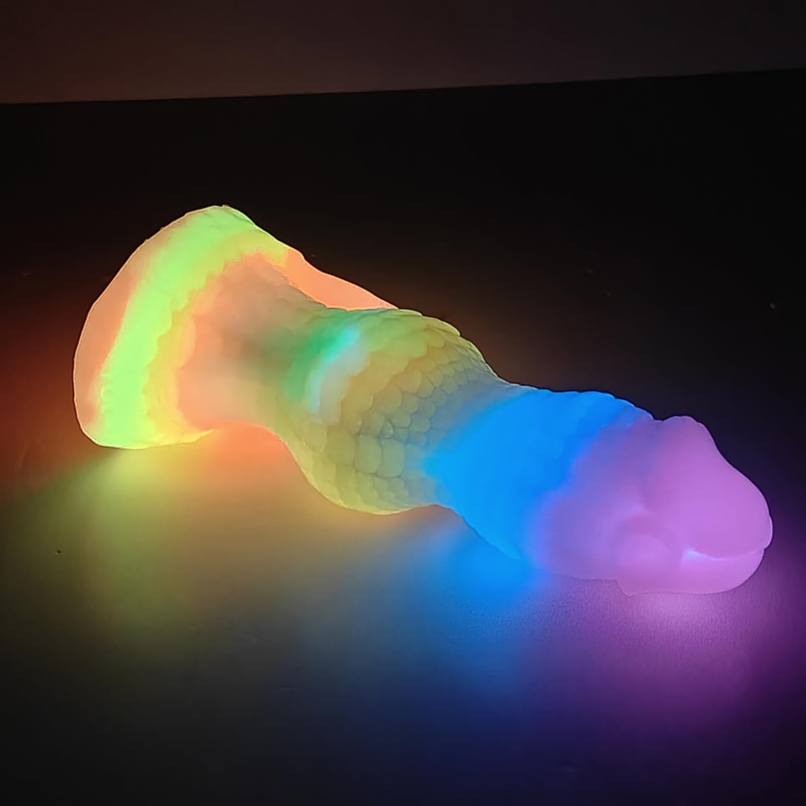 Liquid Silicone 7.2 Inch Luminous Realistic Dildo with Strong Suction Cup, Colourful Fake Penis with Scales Anal Plug Adult Sex Toy for Women and Couples