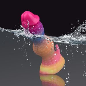 Liquid Silicone 7.2 Inch Luminous Realistic Dildo with Strong Suction Cup, Colourful Fake Penis with Scales Anal Plug Adult Sex Toy for Women and Couples