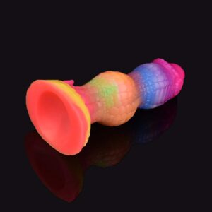 Liquid Silicone 7.2 Inch Luminous Realistic Dildo with Strong Suction Cup, Colourful Fake Penis with Scales Anal Plug Adult Sex Toy for Women and Couples