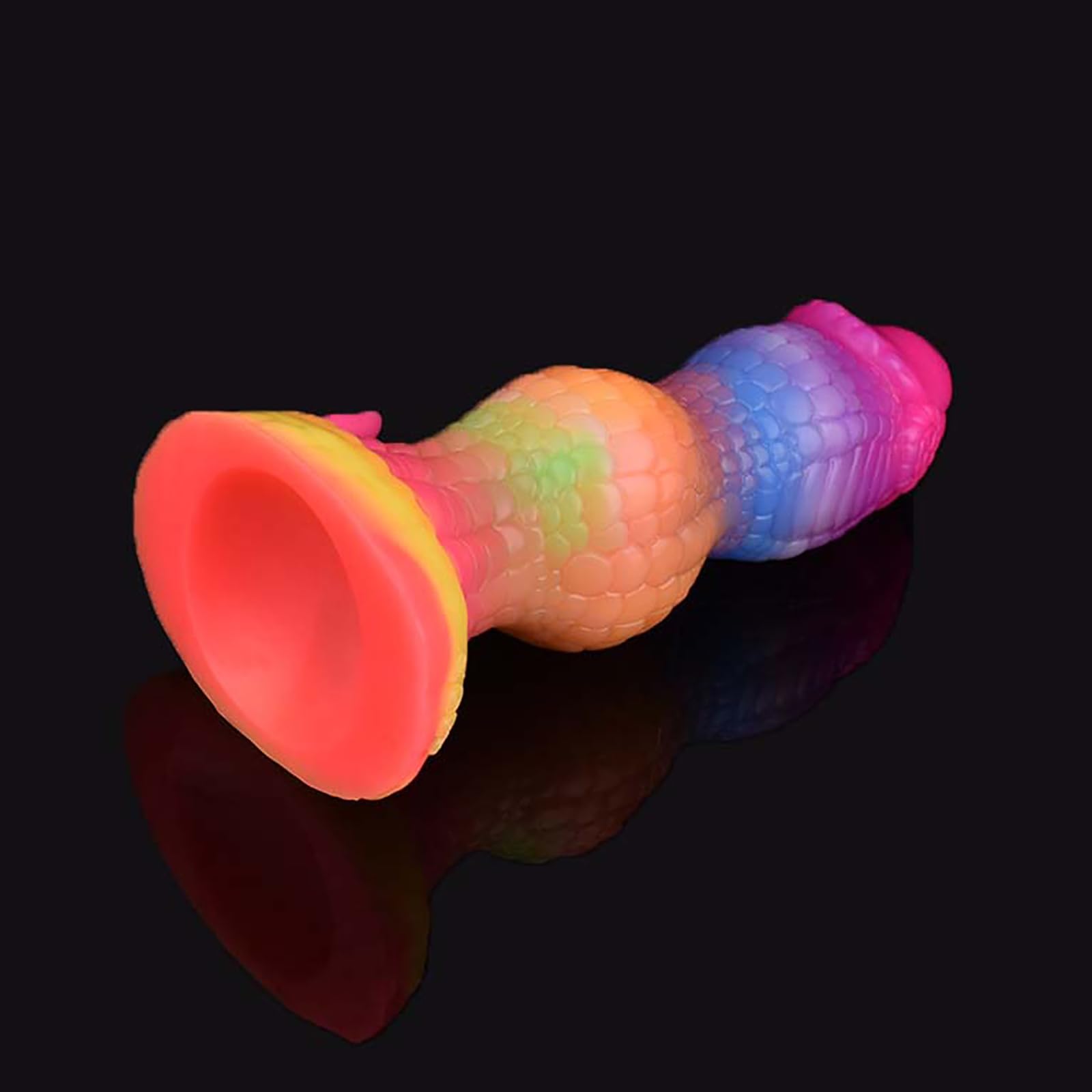 Liquid Silicone 7.2 Inch Luminous Realistic Dildo with Strong Suction Cup, Colourful Fake Penis with Scales Anal Plug Adult Sex Toy for Women and Couples