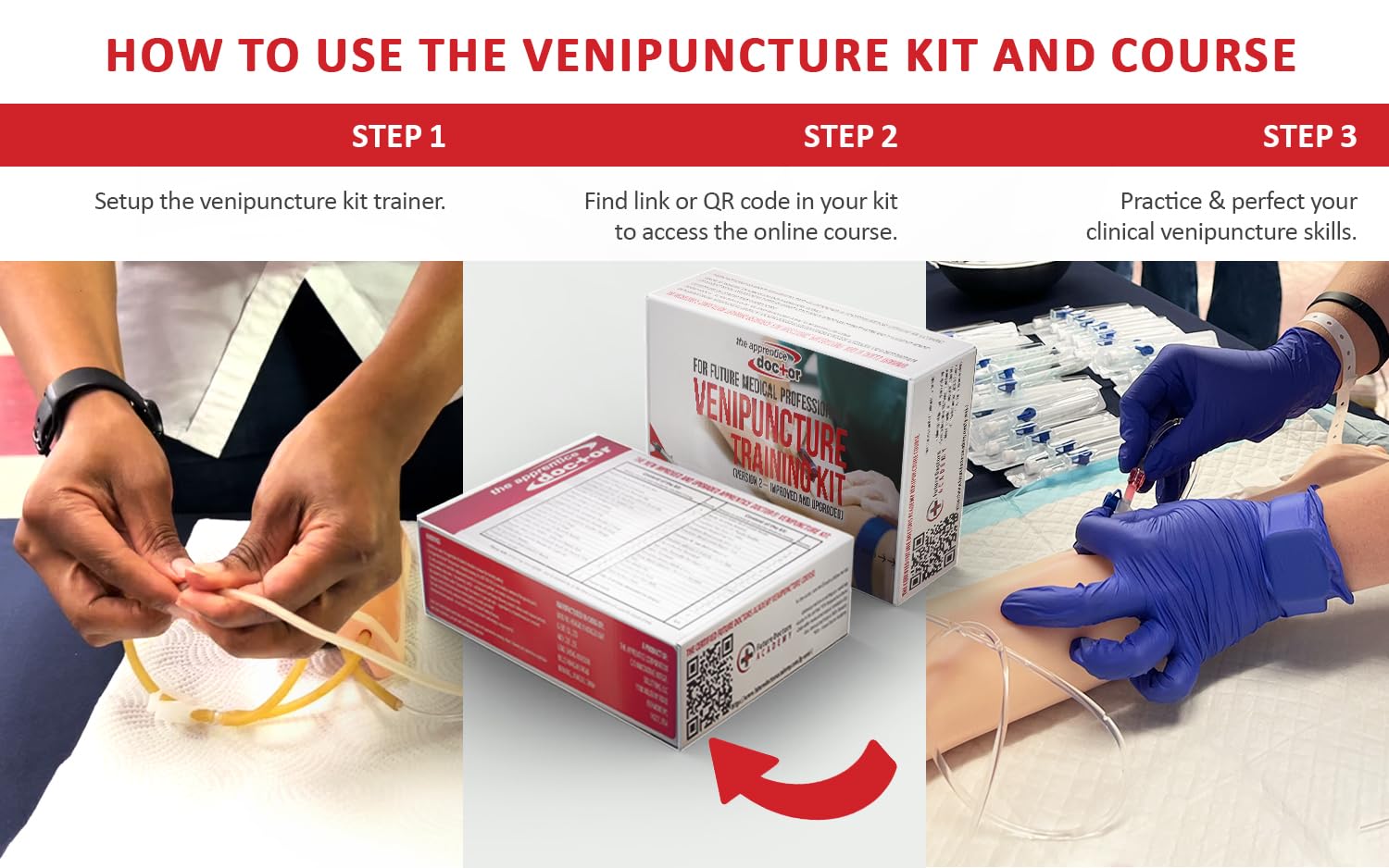 Venipuncture Practice Kit & Online Training for Nurses & Phlebotomists. Practice & Build Confidence in Your IV & Phlebotomy Skills Before Working on Real People (Original Venipuncture Kit)