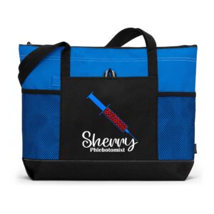 Personalized Phlebotomist Gift, Phlebotomy Syringe Love, Custom Tote Bag with Mesh Pockets