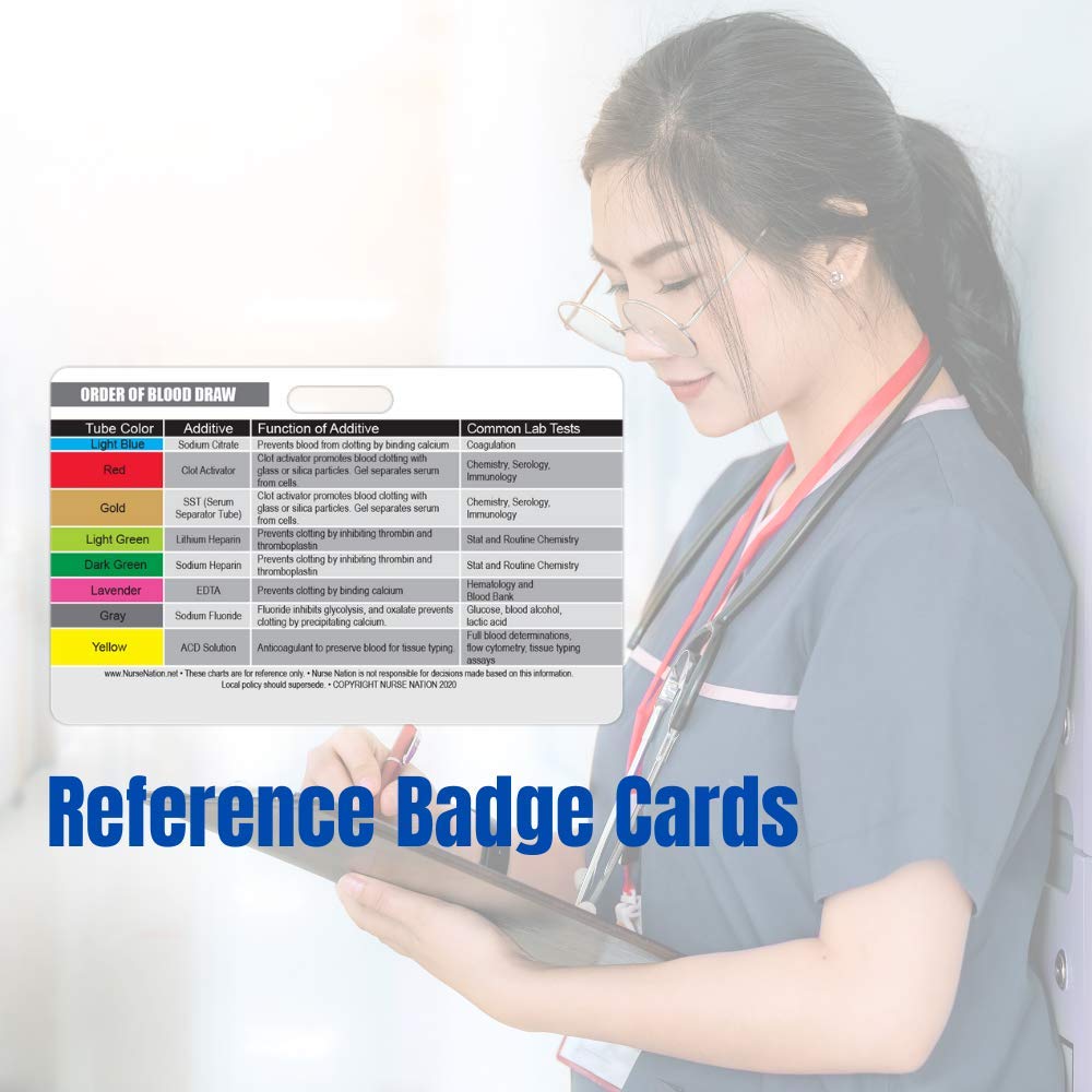 Order of Blood Draw Horizontal Badge Card - Resource for Nurses, Nursing Clinicals and RN Students - Nursing School Supplies and Accessories - Made of Durable Plastic