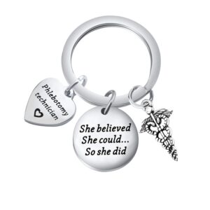 pliti phlebotomy gifts phlebotomy technician keychain she believed she could so she did keyring (phlebotomy she believed2)