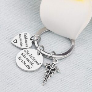 PLITI Phlebotomy Gifts Phlebotomy Technician Keychain She Believed She Could So She Did Keyring (Phlebotomy She Believed2)