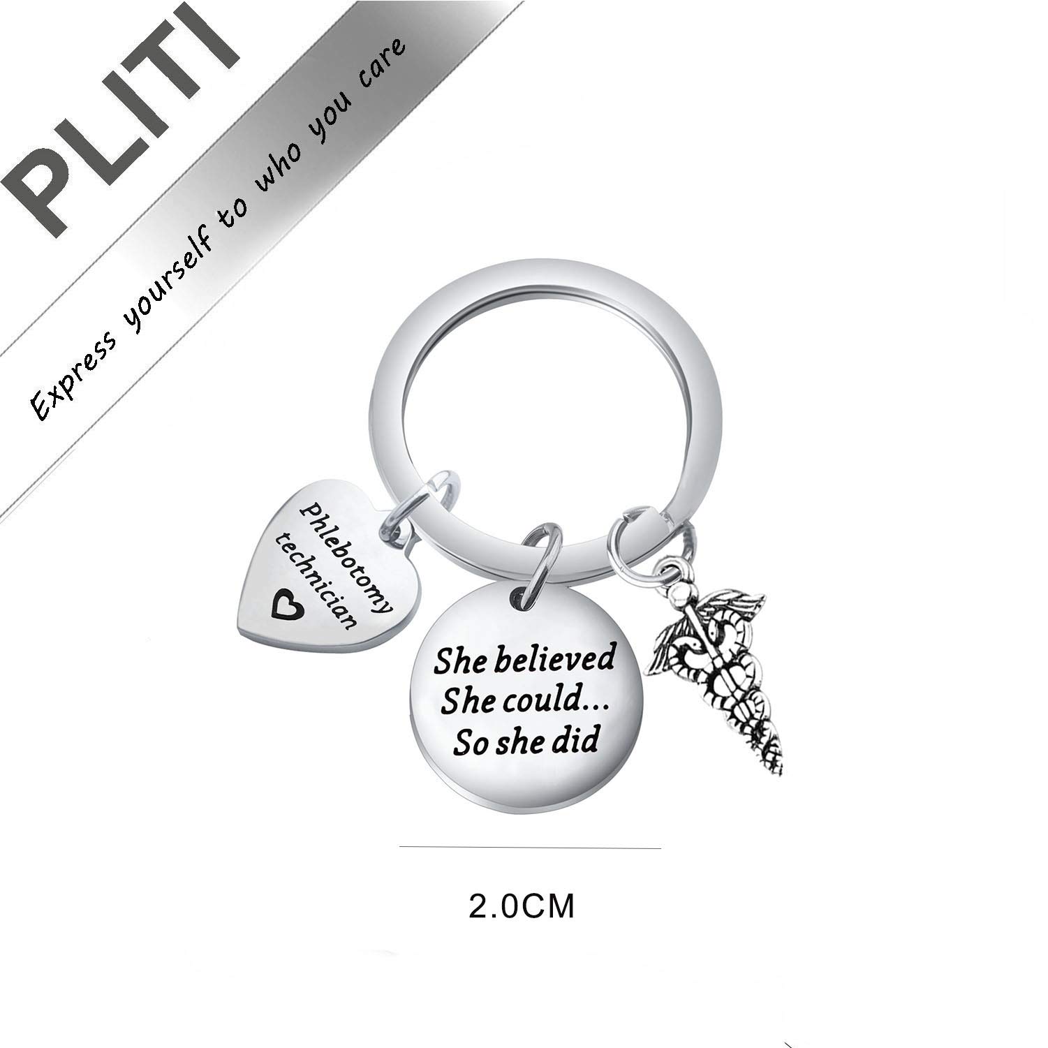 PLITI Phlebotomy Gifts Phlebotomy Technician Keychain She Believed She Could So She Did Keyring (Phlebotomy She Believed2)