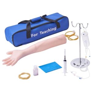 vevor intravenous practice arm kit made of pvc latex material phlebotomy arm with infusion stand practice arm for phlebotomy with a storage handbag iv practice arm kit for venipuncture practice