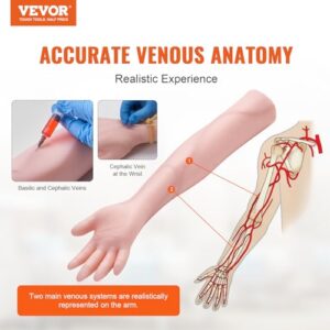 VEVOR Intravenous Practice Arm Kit Made of PVC Latex Material Phlebotomy Arm with Infusion Stand Practice Arm for Phlebotomy with a Storage Handbag IV Practice Arm Kit for Venipuncture Practice