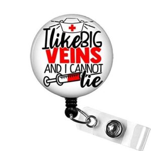 i like big veins and i cannot lie badge reel, phlebotomist badge reel, cute phlebotomy retractable id badge holder, phlebotomy tech humor