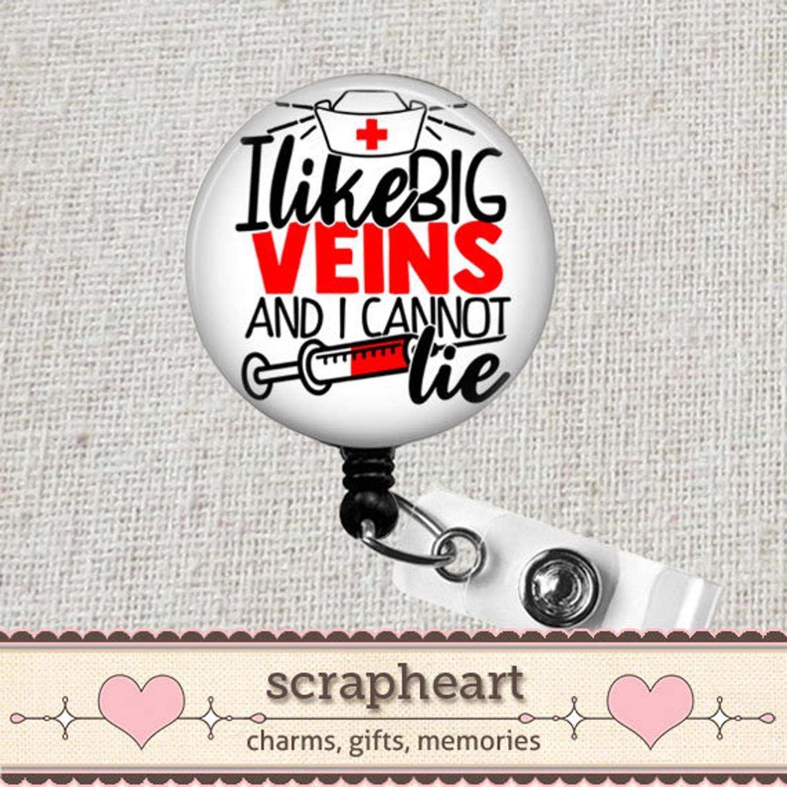 I Like Big Veins and I Cannot Lie Badge Reel, Phlebotomist Badge Reel, Cute Phlebotomy Retractable ID Badge Holder, Phlebotomy Tech Humor