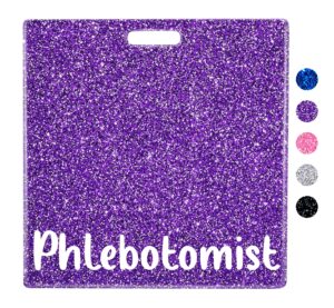 plifal phlebotomist badge buddy card holder nurse nursing accessories glitter purple horizontal id name identification tags nurse work gifts