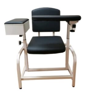 medstock blood drawing/phlebotomy chair for medical labs and professional clinics with reversible flip-up arm, padded seat, and built-in storage drawer, extra large