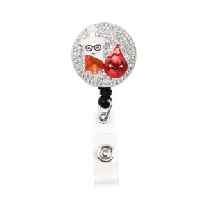 cute rhinestone dropping nurse retractable id pull badge reel holder