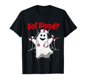 halloween ghost funny phlebotomist phlebotomy men women t-shirt