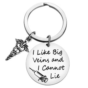 dabihu phlebotomist keychain, i like big veins and i cannot lie, funny nurse gift for phlebotomist, graduation, christmas, birthday, keyring