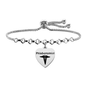 feelmem phlebotomist gifts caduceus charm phlebotomy slider bracelet nurse phlebotomy technician hematologist gift