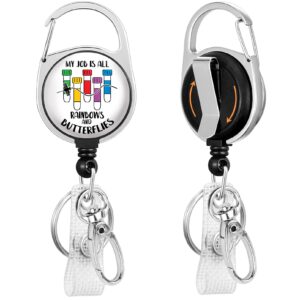 phlebotomy badge reel retractable heavy duty, phlebotomist id badge holder retractable clip, funny nurse badge reel id card holder name badge clip my job is all rainbows and butterflies