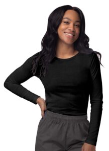 sivvan scrubs for women - long sleeve comfort underscrub tee - s8500 - black - s