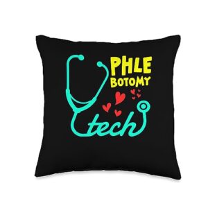 phlebotomy tech syringe veins phlebotomist gift phlebotomy tech | syringe veins | phlebotomist throw pillow, 16x16, multicolor