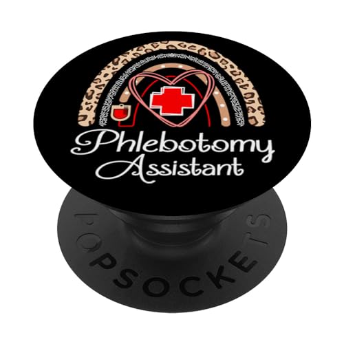 Phlebotomy Assistant Boho Rainbow Funny Phlebotomist PopSockets Standard PopGrip