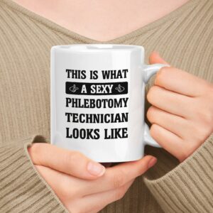 muggable funny gift for phlebotomy technician - 11oz, 15oz white ceramic mug - this is what a phlebotomy technician looks like