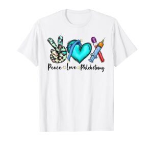 peace love phlebotomy cma emt stna dsp lpn costume t-shirt