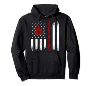 phlebotomist phlebotomy us flag nurse pullover hoodie