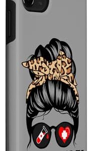 iPhone 11 Pro Max Phlebotomy Technician Messy Bun Hair Funny Phlebotomist Case