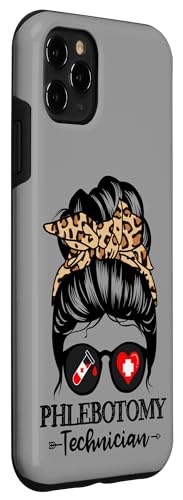 iPhone 11 Pro Max Phlebotomy Technician Messy Bun Hair Funny Phlebotomist Case