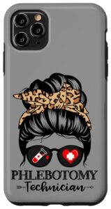 iphone 11 pro max phlebotomy technician messy bun hair funny phlebotomist case