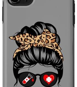 iPhone 11 Pro Max Phlebotomy Technician Messy Bun Hair Funny Phlebotomist Case