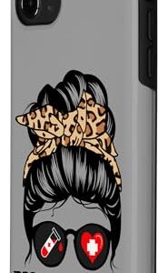 iPhone 11 Pro Max Phlebotomy Technician Messy Bun Hair Funny Phlebotomist Case