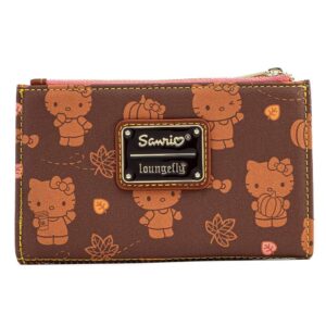 loungefly hello kitty pumpkin spice all over print flap wallet