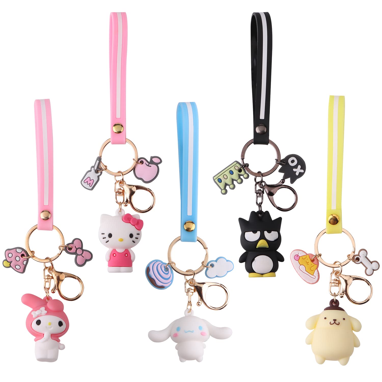 yiwoo 5 Pack Cute Keychains for Girls,Kawaii Car Keychain Accessories,Key Purse Handbag Charms for Women