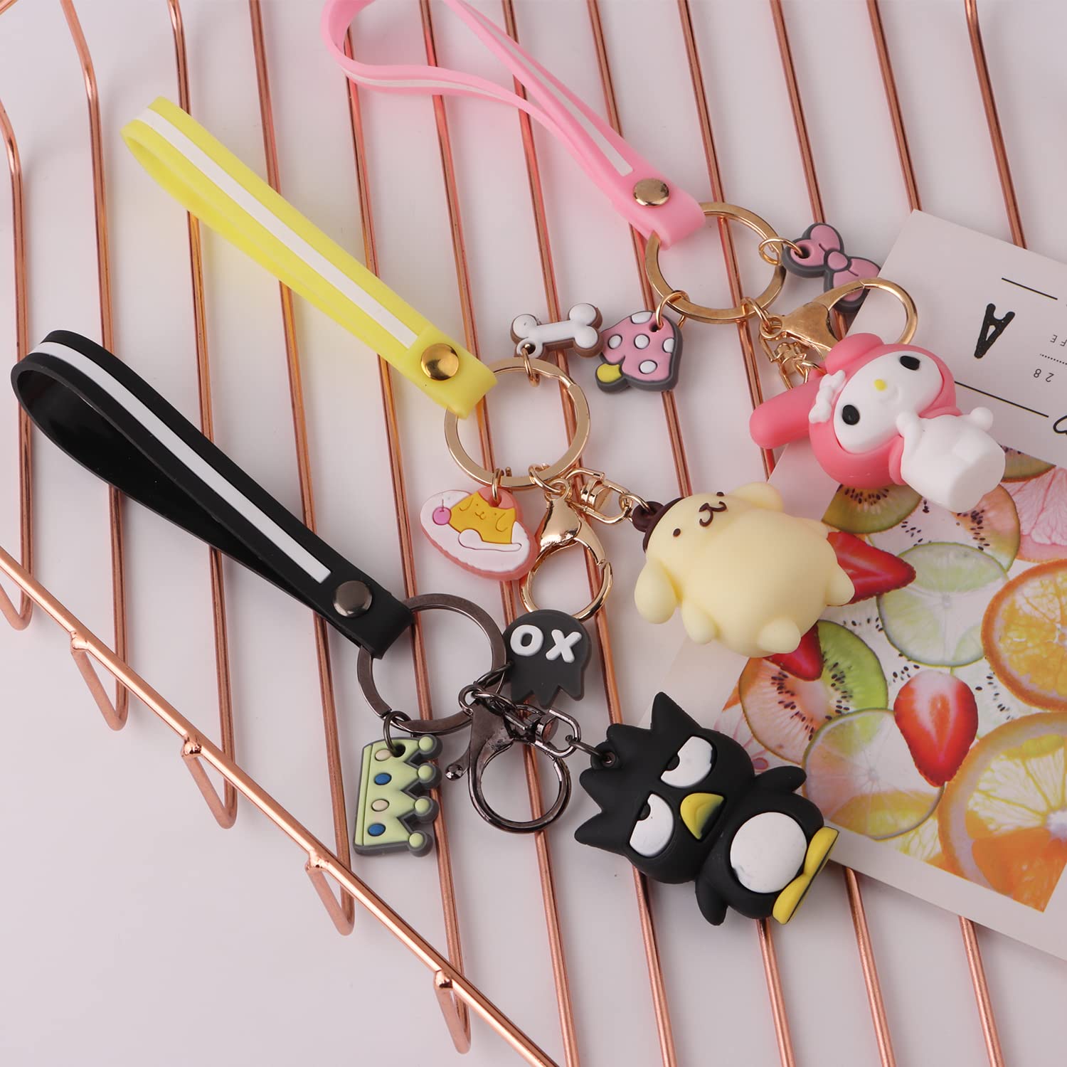 yiwoo 5 Pack Cute Keychains for Girls,Kawaii Car Keychain Accessories,Key Purse Handbag Charms for Women