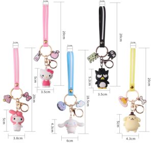 yiwoo 5 Pack Cute Keychains for Girls,Kawaii Car Keychain Accessories,Key Purse Handbag Charms for Women