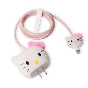 mtyxytm 3d cute cartoon series fast charger protector for iphone 18w 20w iphone 14 13 12 11 pro max fast charging cable charger head cover cable accessory data cable protective sleeve, no.01(4in1)