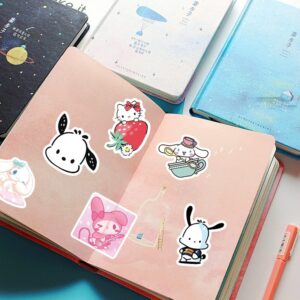 JXJMYU 50pcs Cute Kawaii San-Rio Kuro mi Me lody Cinnamo roll Stickers for Skateboard Trunk Laptop Computer Water Bottles Car Teens Boys Girls Decal Waterproof Sticker