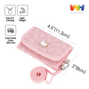 WINGHOUSE® Hello Cat Kitty Gifts Wallet Kawaii Trifold Kids Girl's Gift Travel Accessories with Coin Pocket and Detachable Lanyard