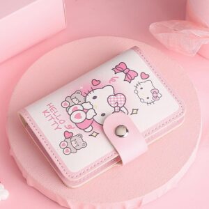 NSRAOIM Credit Card Holder for Women and Girl, 2Pce Cute Mini Thin Leather ID Card Holder Soft PU Leather Credit Card Organizer with 20 Card Slots