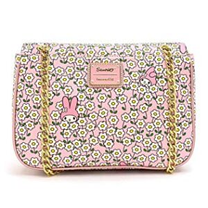 Loungefly x Sanrio My Melody Flower Field Patterned Crossbody Purse (One Size, Pink Multi)