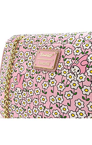 Loungefly x Sanrio My Melody Flower Field Patterned Crossbody Purse (One Size, Pink Multi)